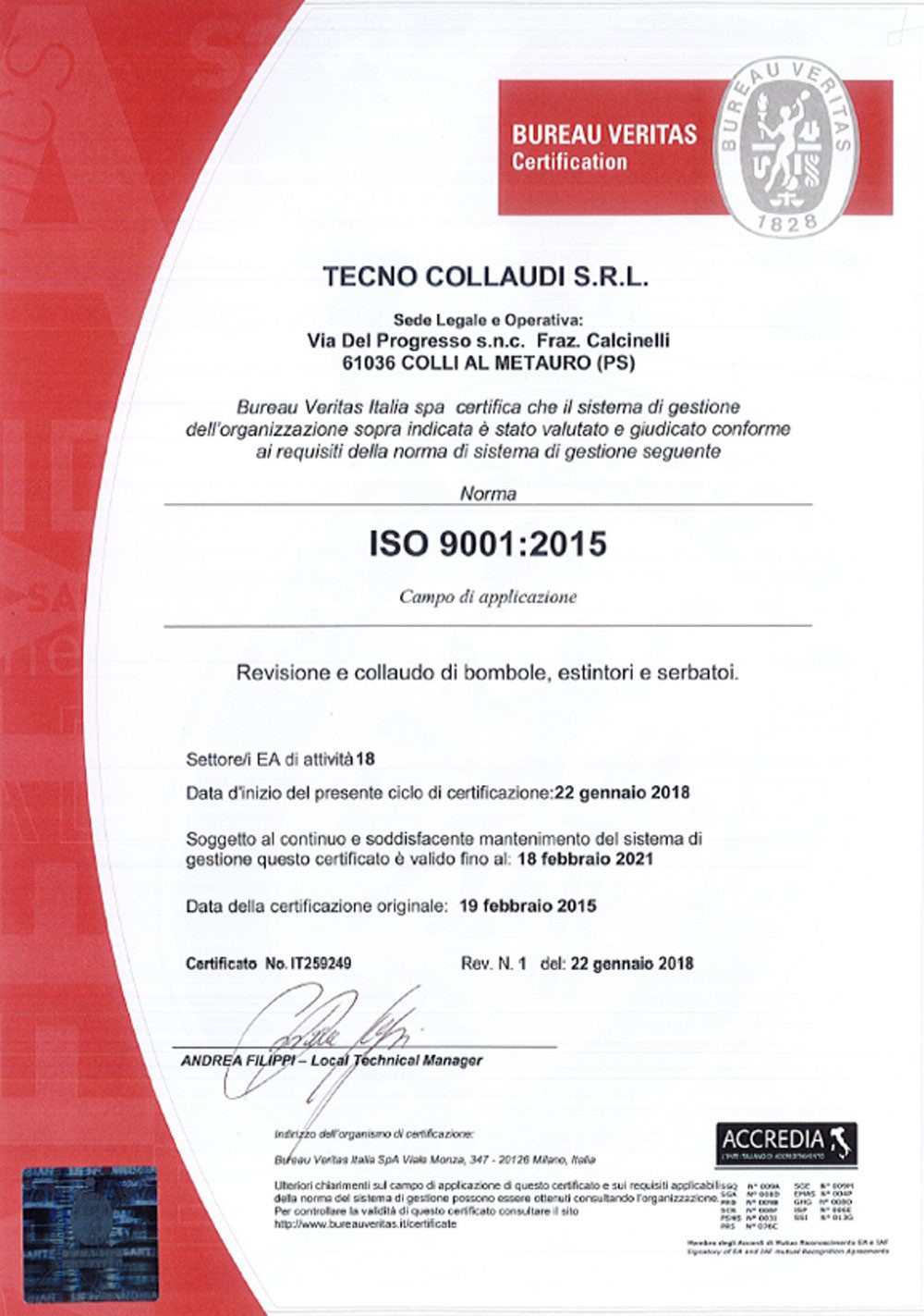 CERTIFICAZIONI | Tecno Collaudi Srl